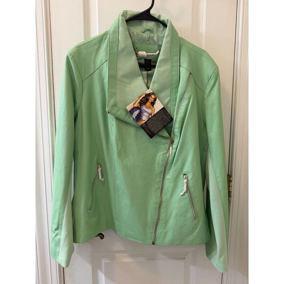 IMAN | Jackets & Coats | Iman Hsn Global Chic 2x Leather Jacket Mint ...